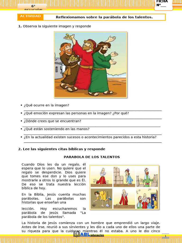 DIA 1 - FICHA -RELIGIÓN | PDF