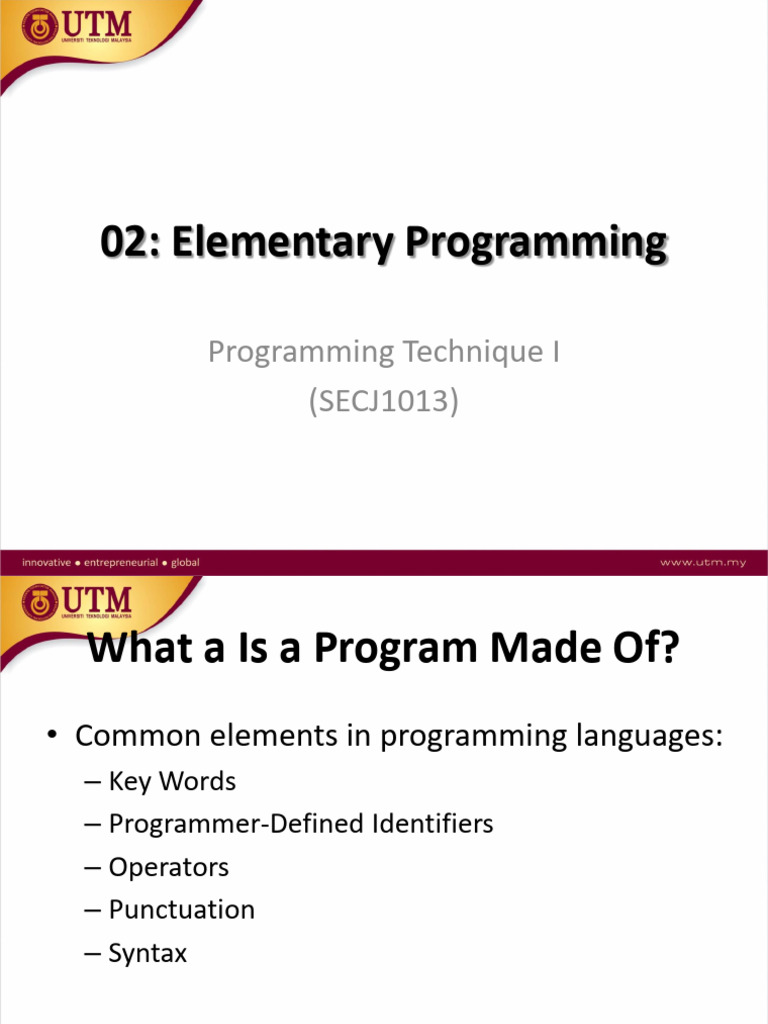 02 - Elementary Programming | PDF