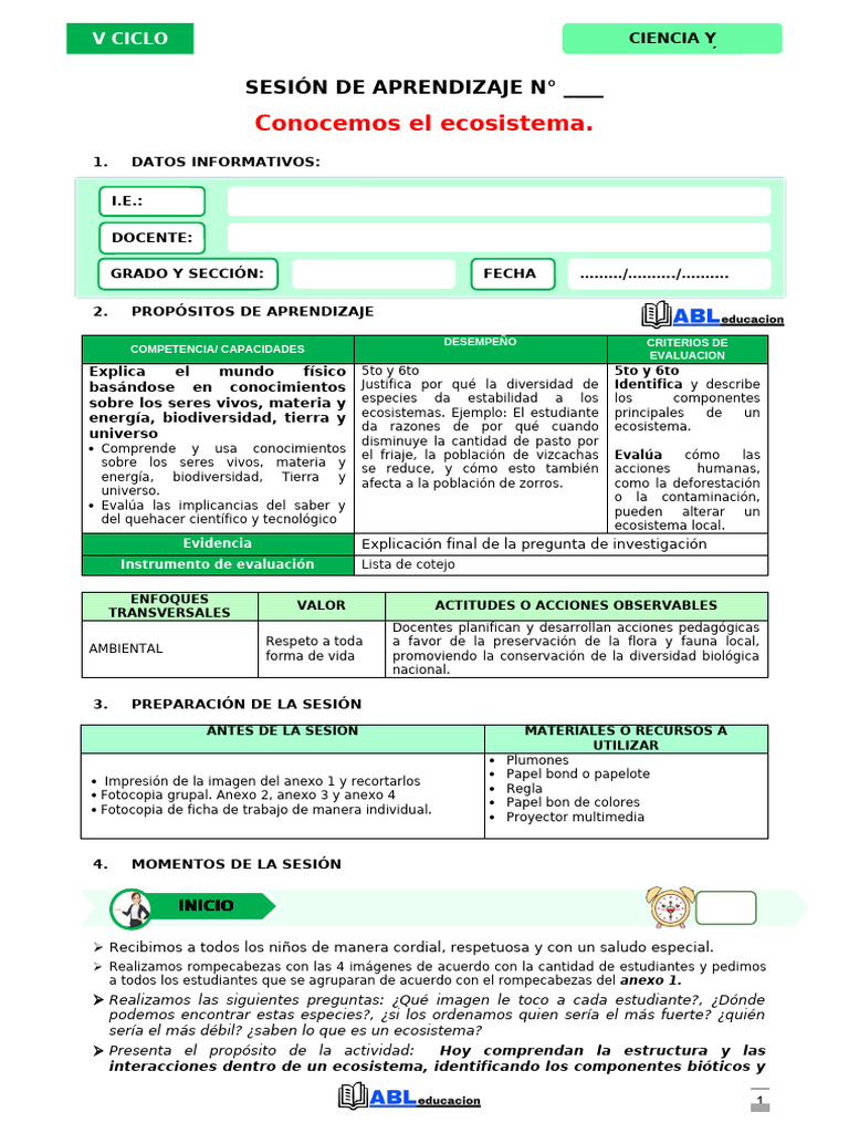 Dia 5 - V Ciclo .Sesion Cyt Explica | PDF