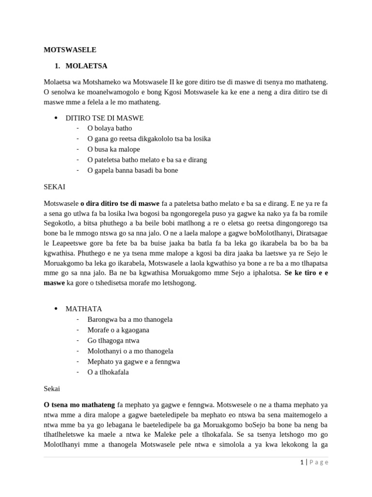 MOTSWASELE | PDF