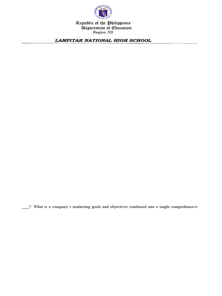 Quarter 3.-Entrep Exam | PDF