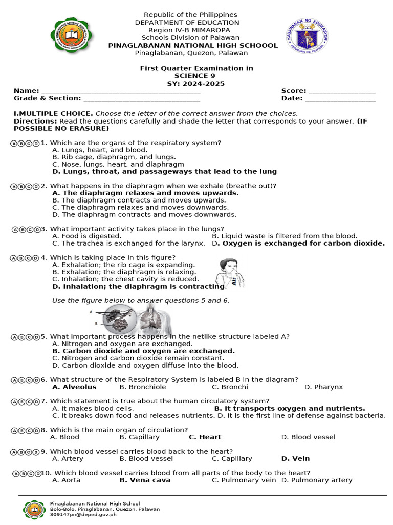 1ST Periodical Exam Science 9 | PDF