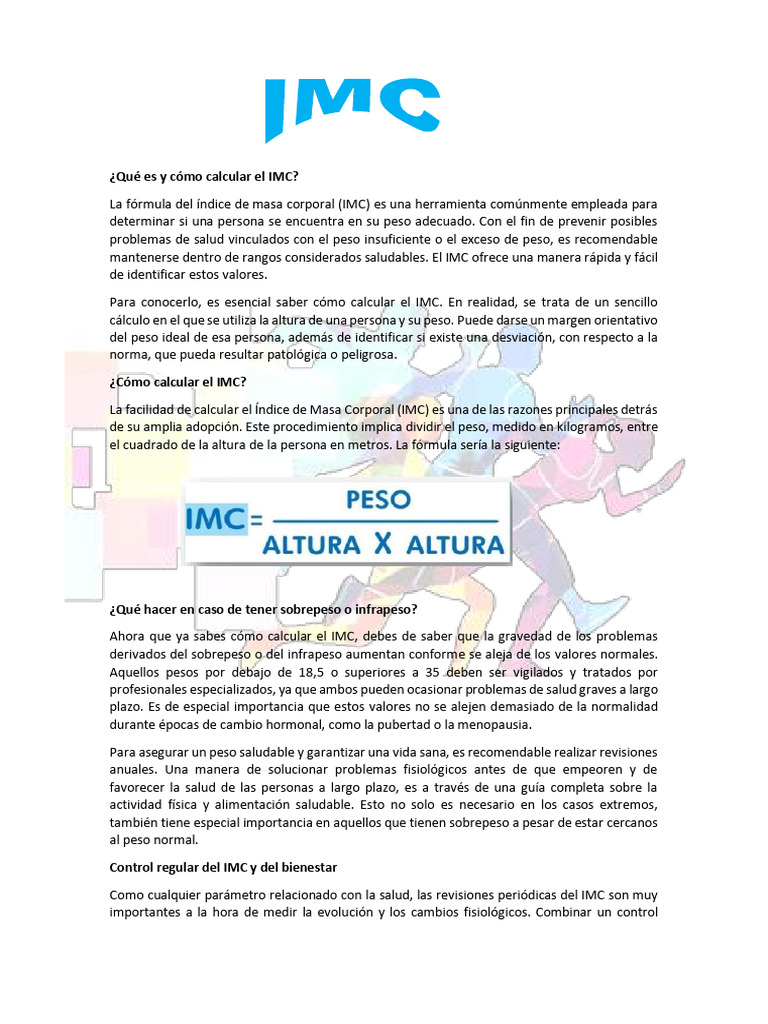 Qué Es y Cómo Calcular El IMC | PDF