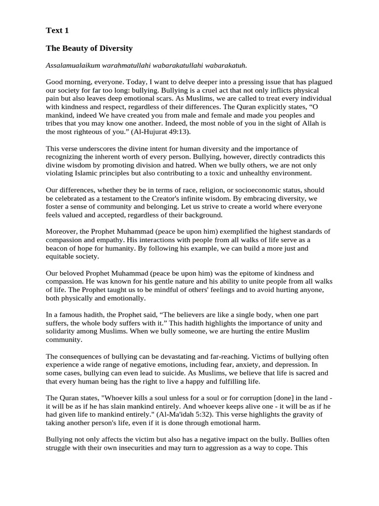 Teks Speech Anti Bullying | PDF | Bullying | Social Science