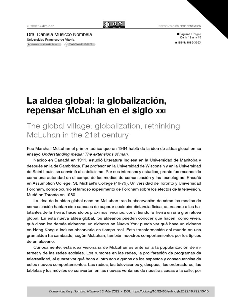 La Aldea Global de Marshall McLuhan | PDF