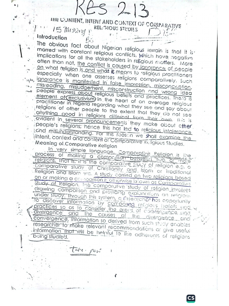 RES213 - Introduction To Comparative Religion | PDF