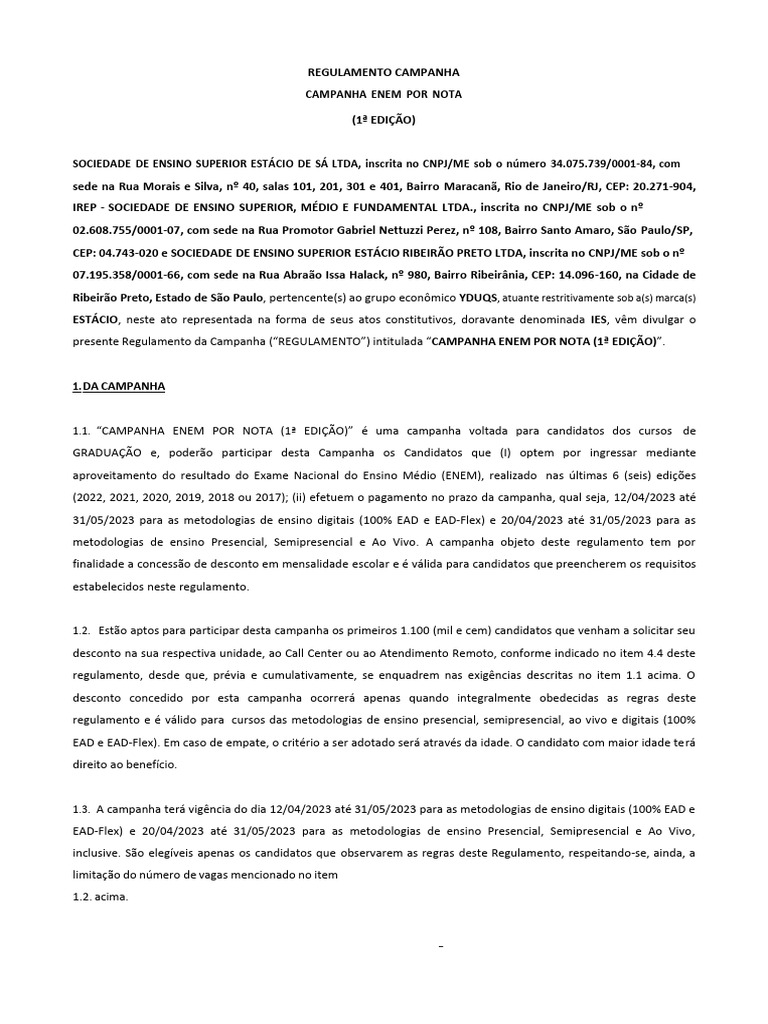 Regulamento Enem Por Nota 1ed 232-20-04 | PDF