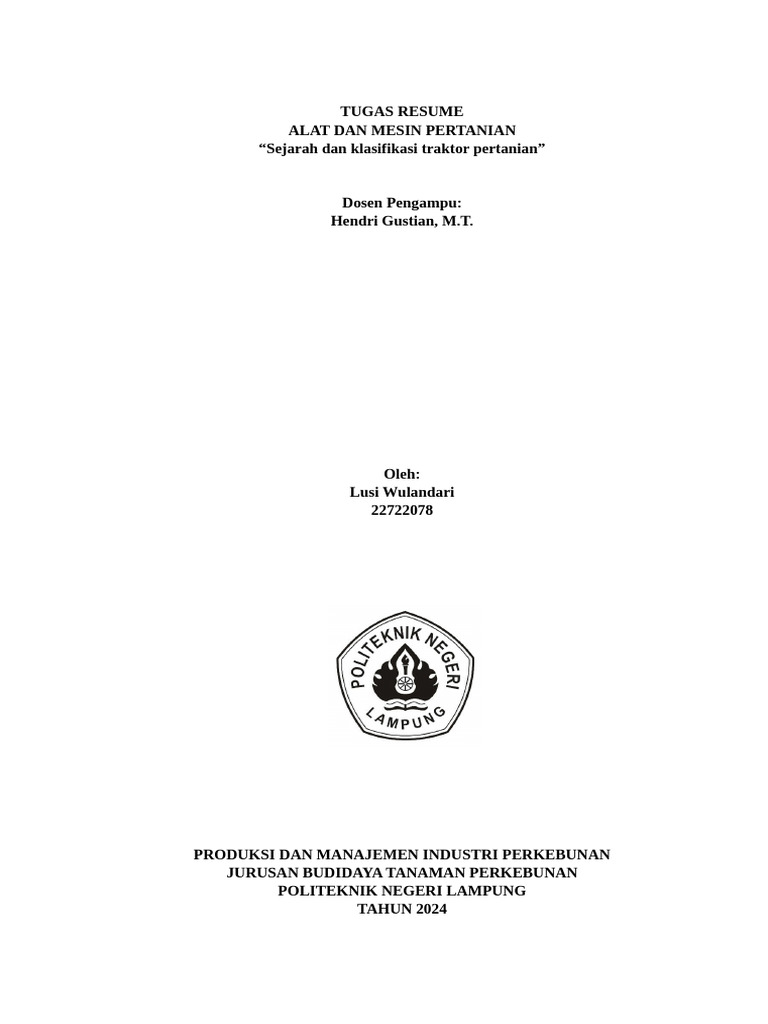 T-Resume Alsintan | PDF