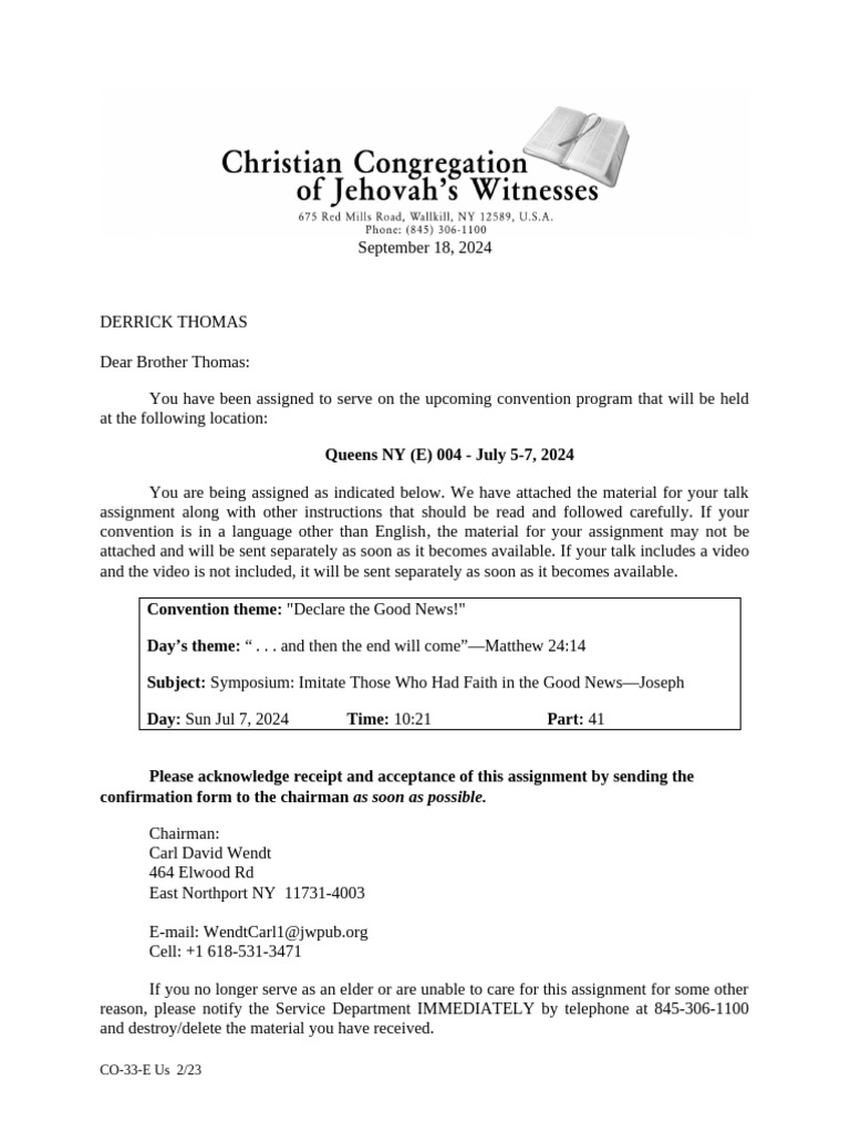 Convention Letter CO-33 Us (General) - E | PDF