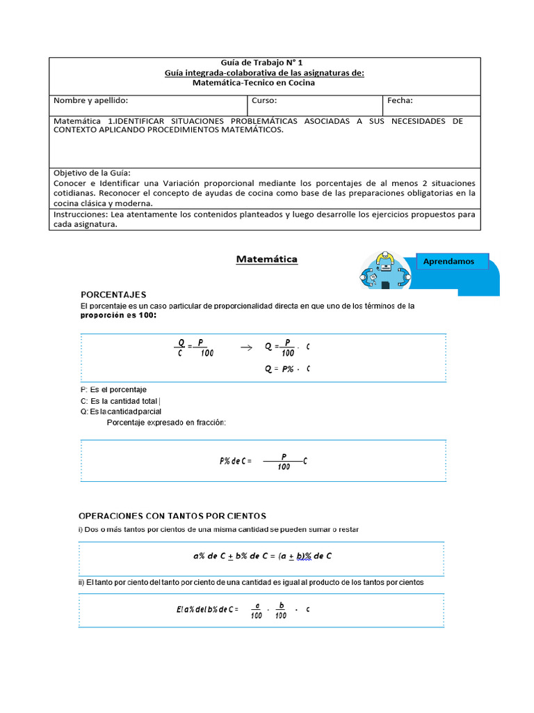 Guia No 1 Matematicas Proporciones Pdf