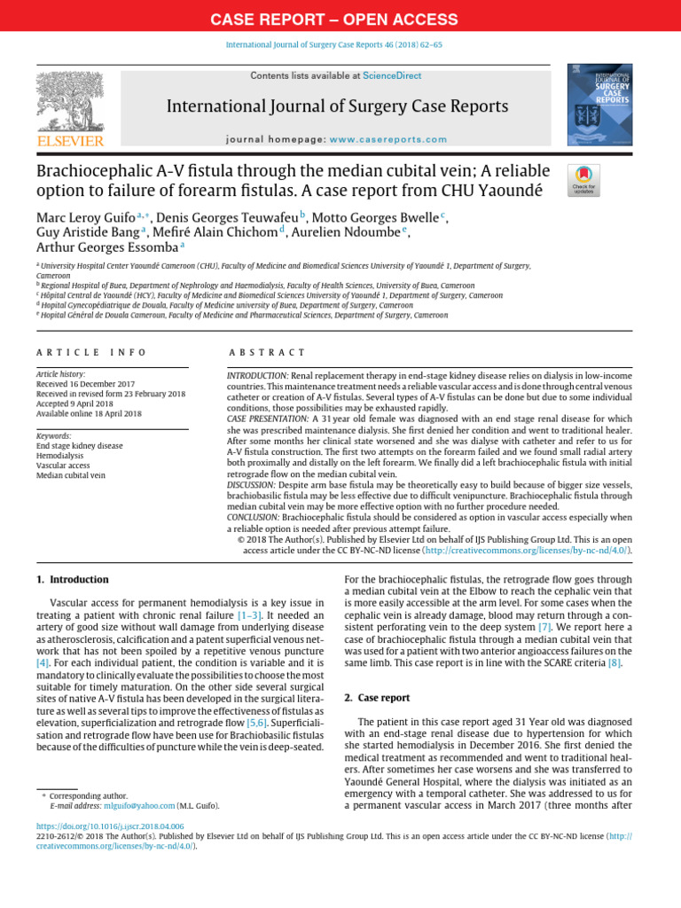Brachio Cephalic AVF | PDF