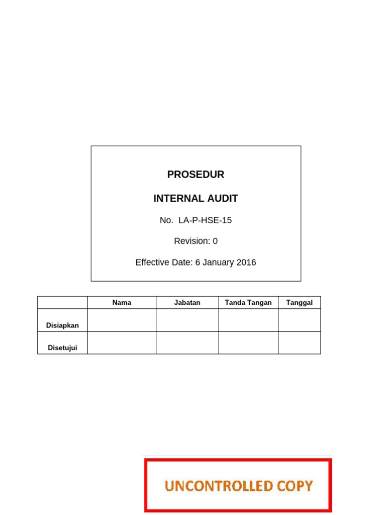 P - HSE - 15 Prosedur Audit Internal | PDF