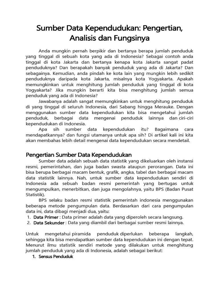 Sumber Data Kependudukan | PDF