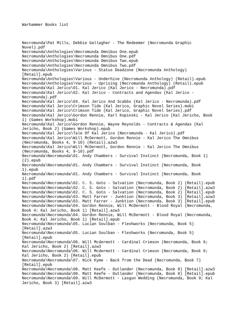 Warhammer Books List | PDF