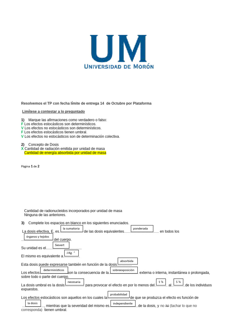 Protección Radiológica TP5 | PDF