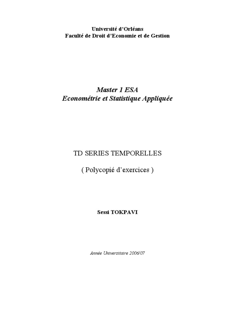 TD Serie Temp 0607 | PDF | Autocorrélation | Processus stationnaire