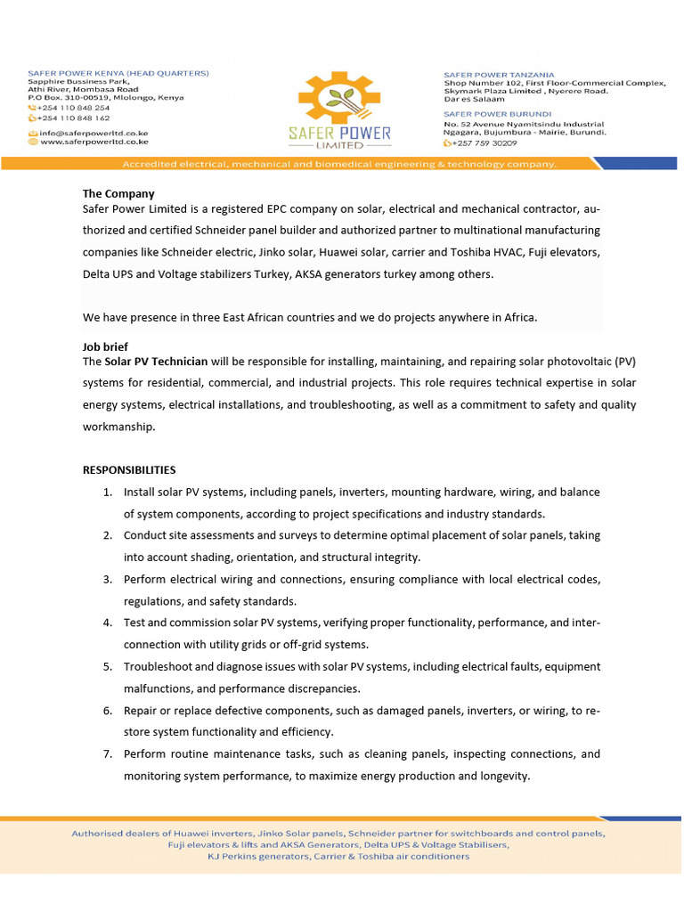 Solar PV Technician - Job Advert | PDF