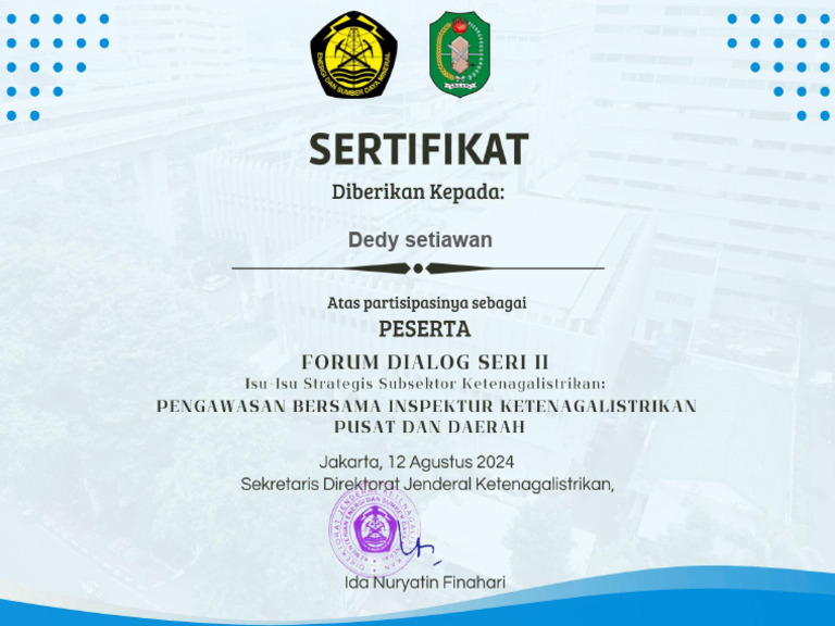Sertifikat Dedy Setiawan | PDF