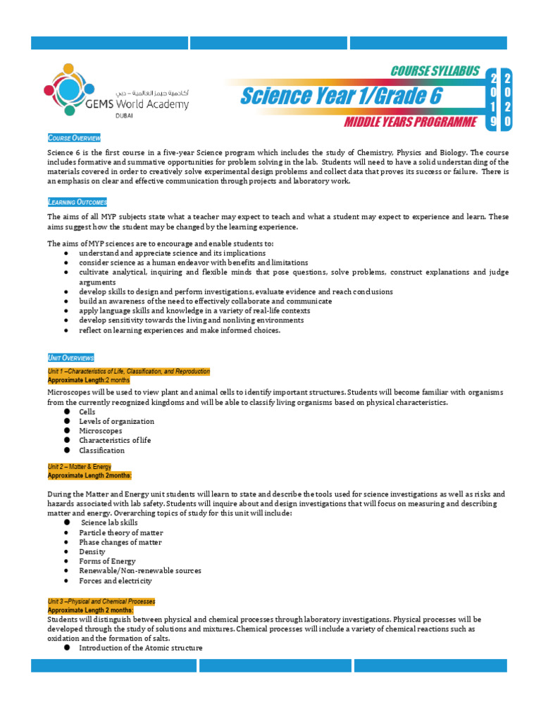 Science G6 curriculum map | PDF