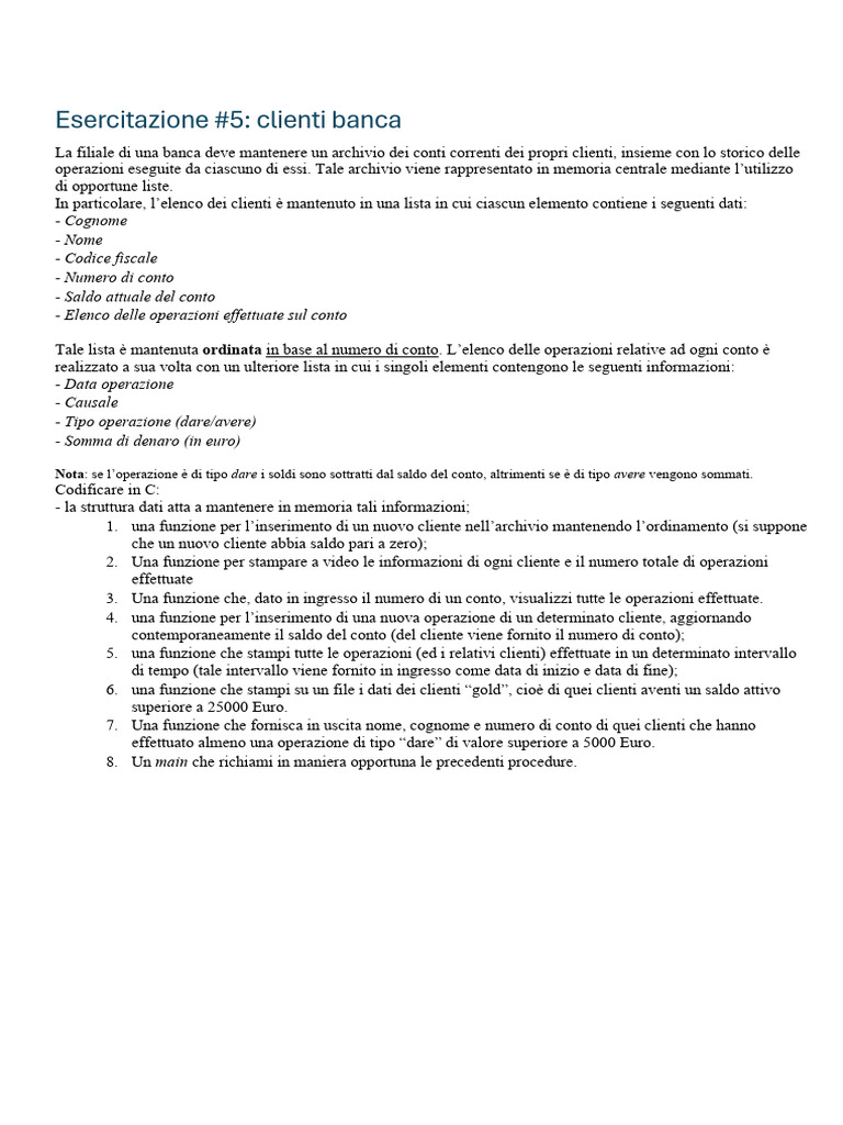 Esercitazione 5 Liste Liste | PDF