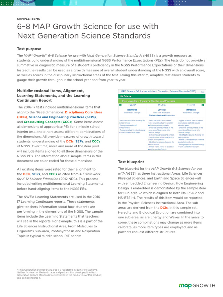 6 8 MAP Growth Science For Next Generation Science Standards Sample ...