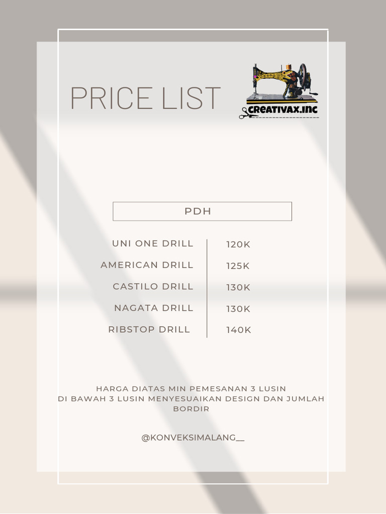 Price List PDH Terbaru | PDF