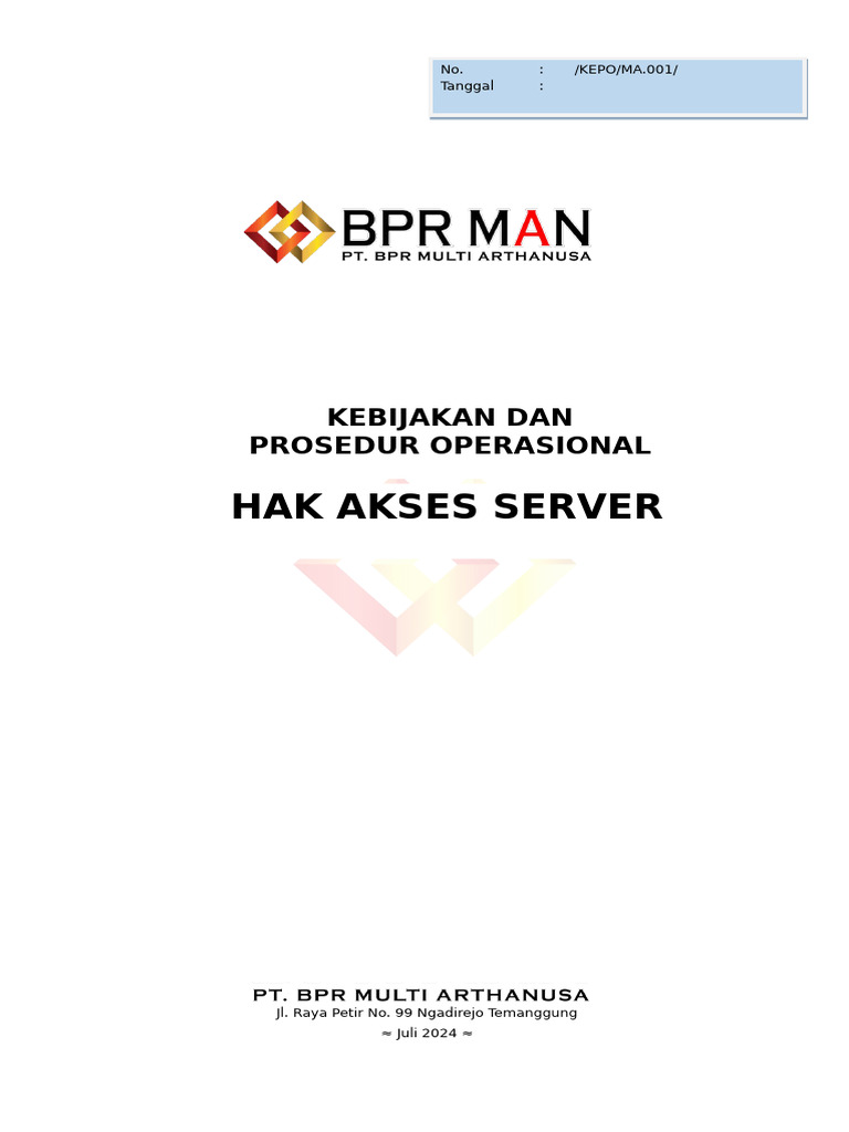07 - 2024 - 000 - SOP Hak Akses Server | PDF