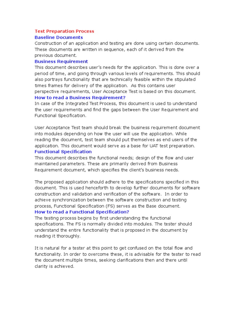 Baseline Documents: Test Preparation Process | PDF | Product Lifecycle ...