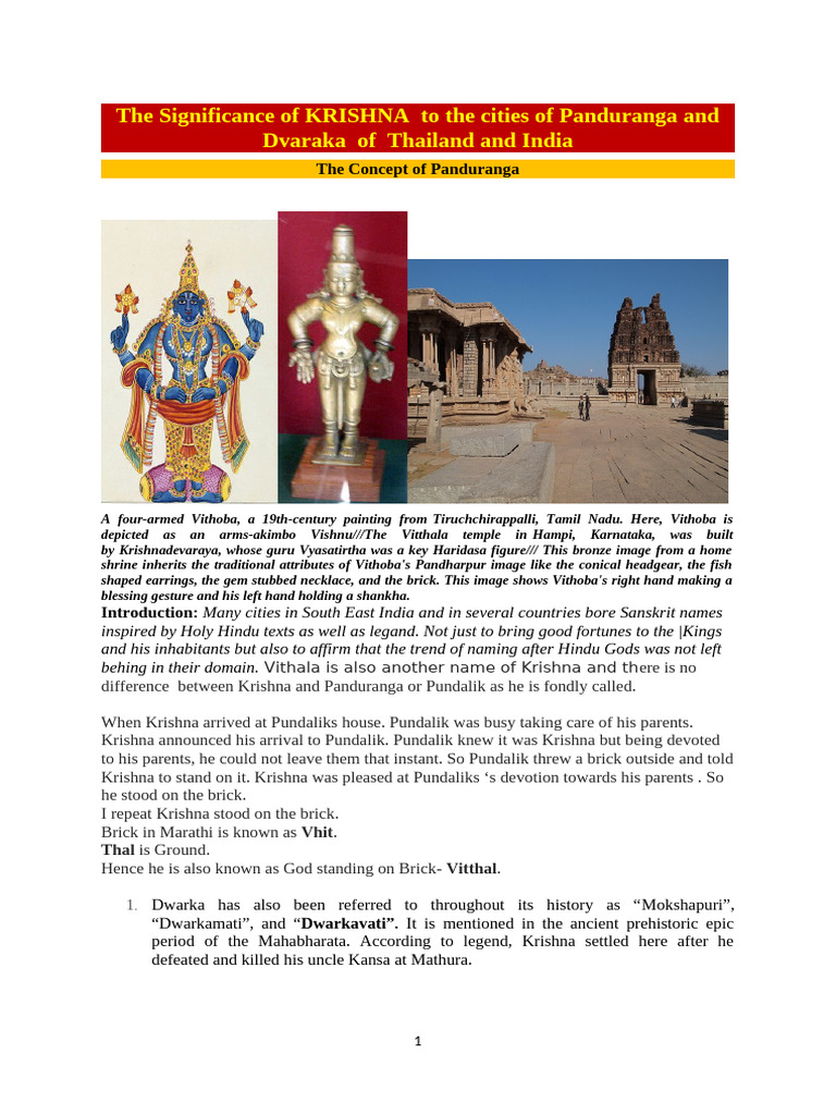 Krishna's Influence on Panduranga and Dvaraka | PDF