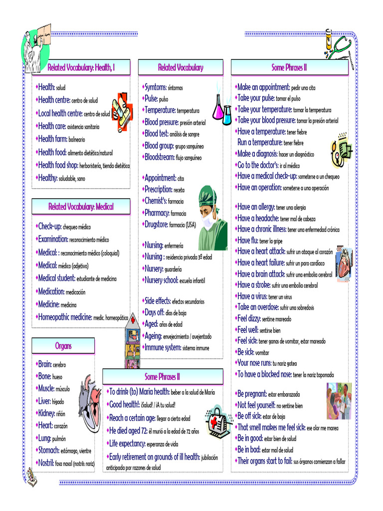 Health and Medicine Vocabulary | PDF