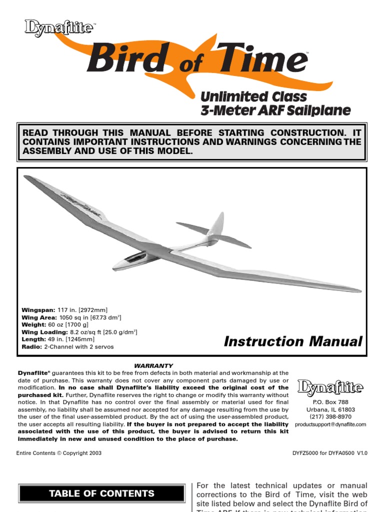 Bird of Time Glider | PDF | Flight Control Surfaces | Glider (Sailplane)