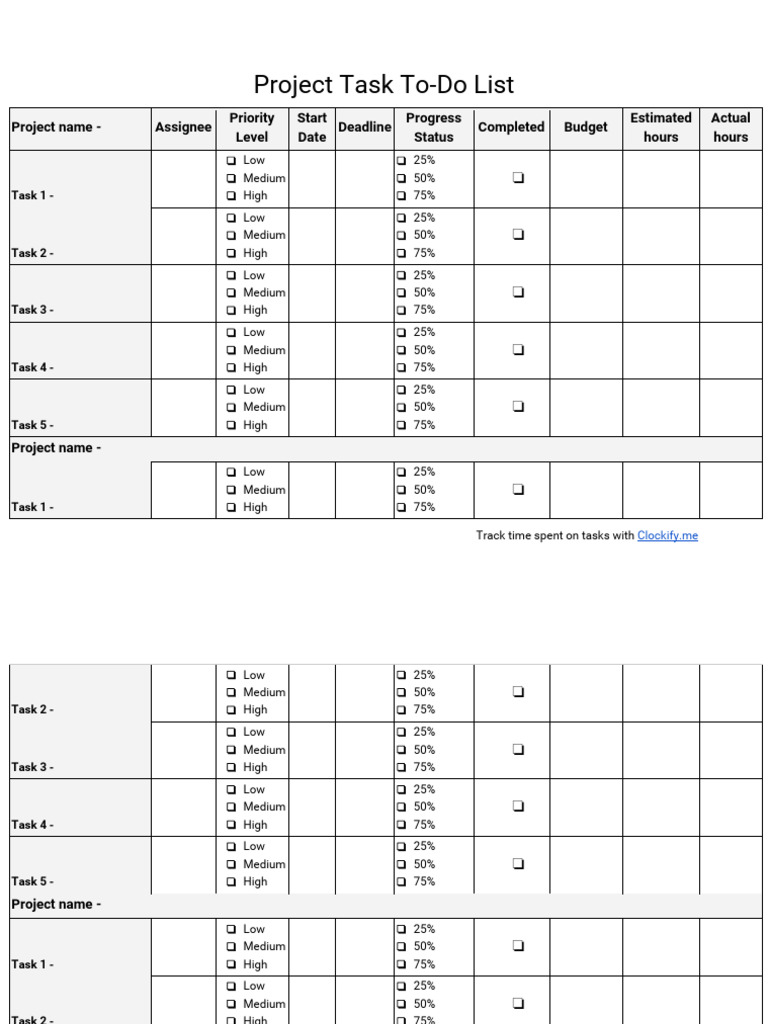 Project Task To-Do List | PDF
