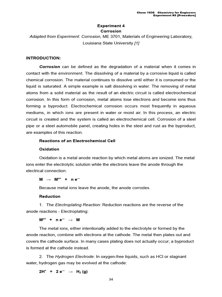 Expt 4 Corrosion - Chem1036 | PDF