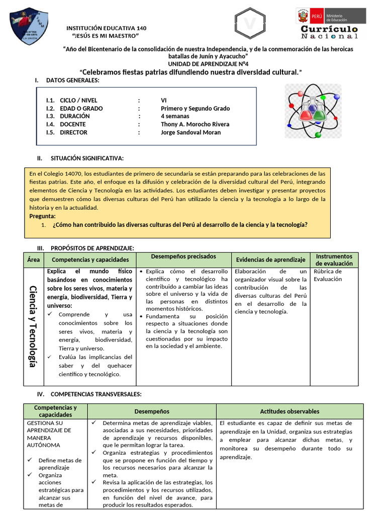 Cuarta Unidad de Primero A-B | PDF