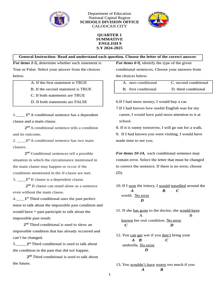Eng9 Summative Q1 2024-2025 | PDF