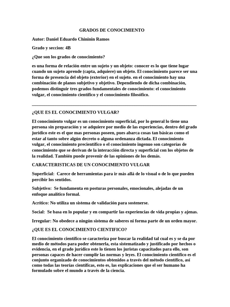 Grados de Conocimiento | PDF | Science | Filosofia