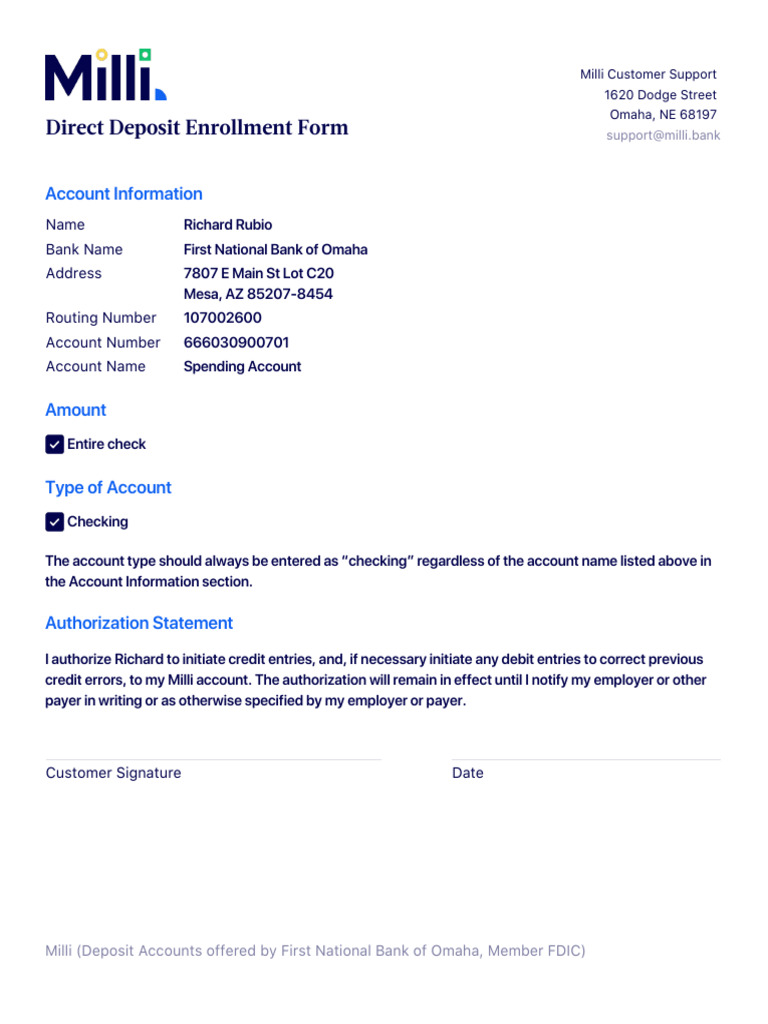 Direct Deposit Form | PDF