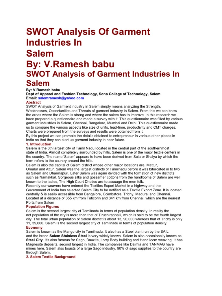 SWOT Analysis of Clothing Industry | PDF | Loom | Weaving