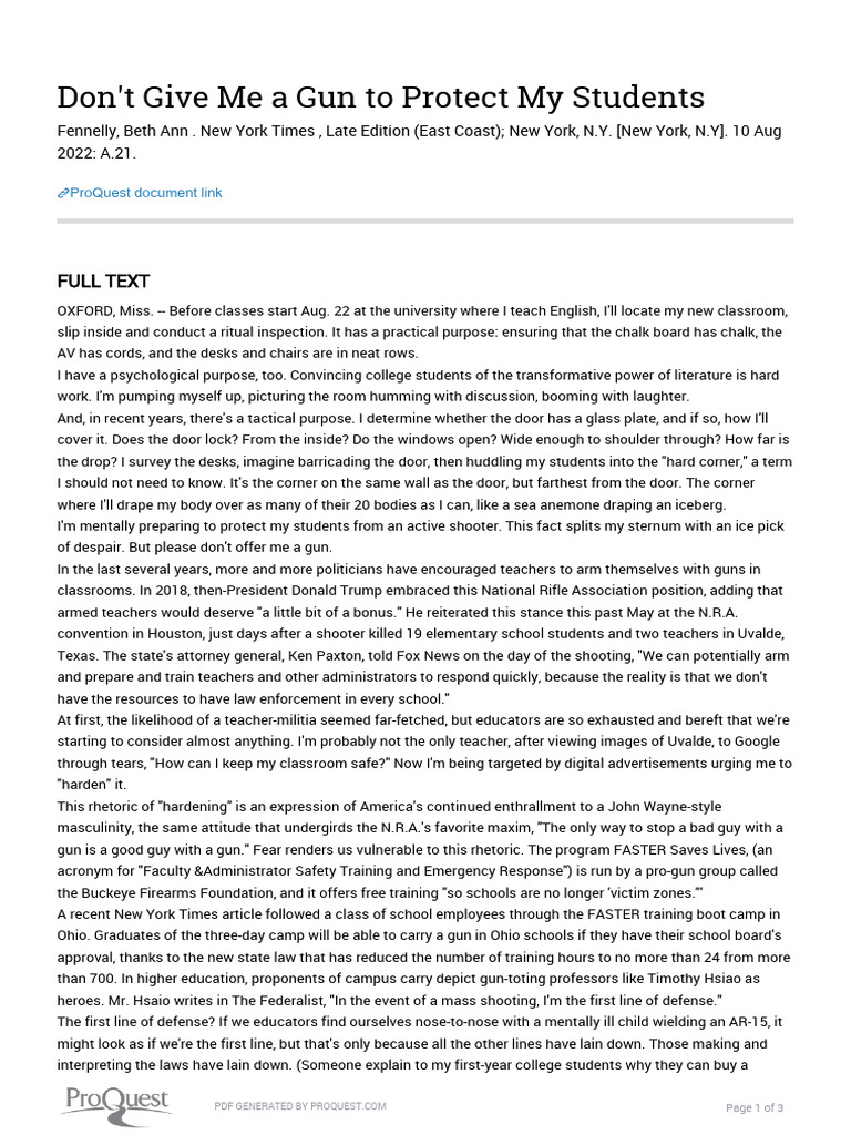 "Don't+Give+Me+a+Gun" ProQuest | PDF | Politics