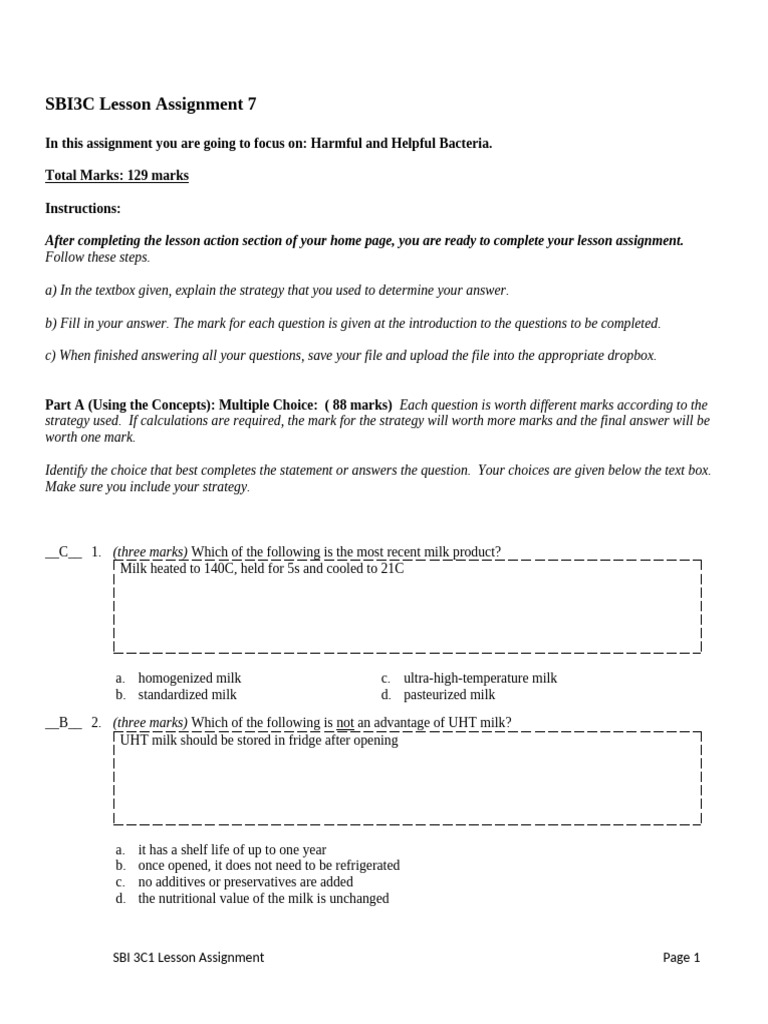 SBI3C Lesson Assignment 7 | PDF