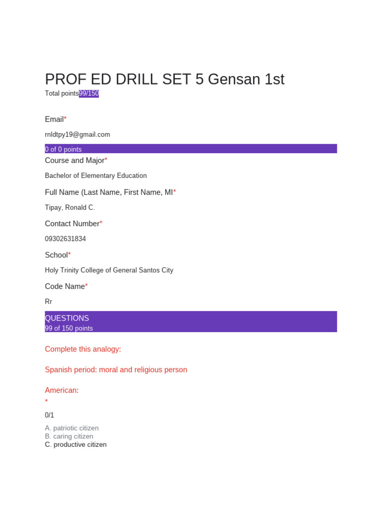 Prof Ed Drill Set 5 | PDF