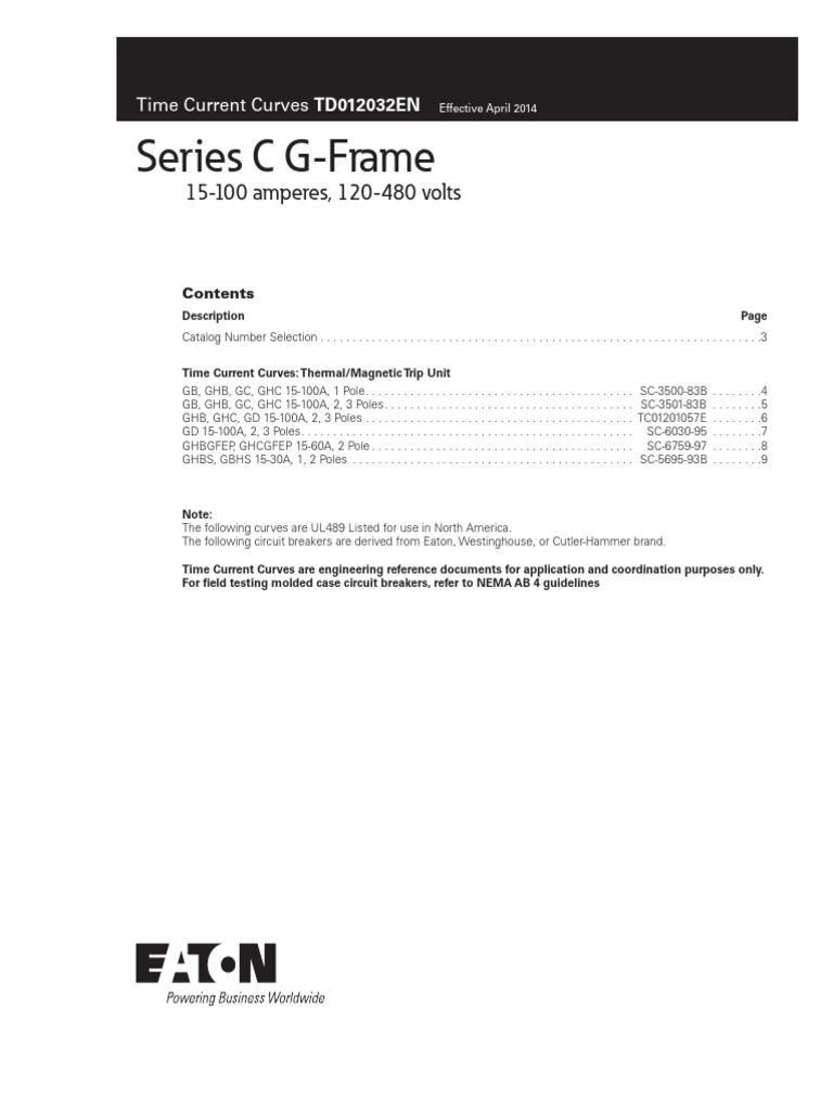 Series C G Frame Time Current Curves Td012032en | PDF