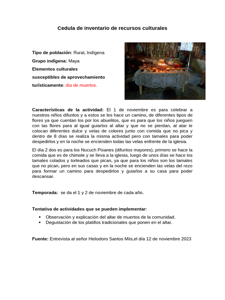 Cedula de Inventario de Recursos Culturales y Naturales | PDF