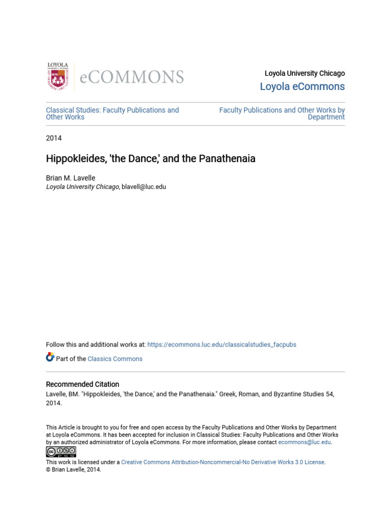 Hippokleides The Dance and The Panathenaia | PDF