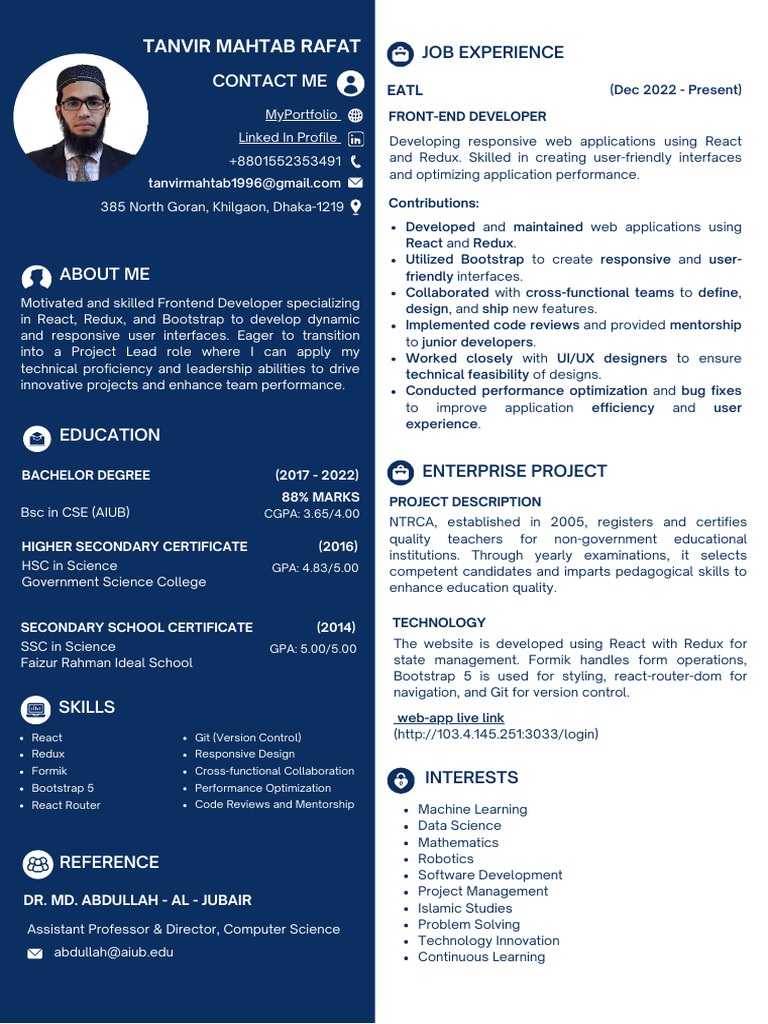 Tanvir Mahtab Rafat CV | PDF