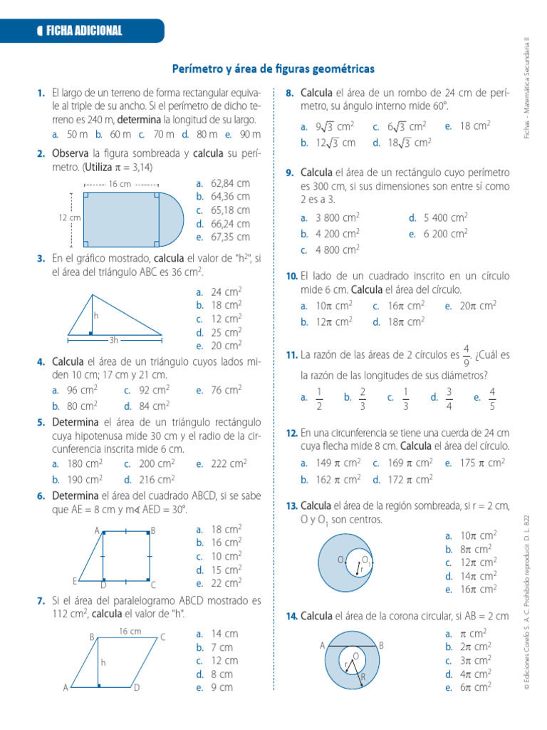 FA - Perímetros y Áreas de Figuras Geométricas | PDF