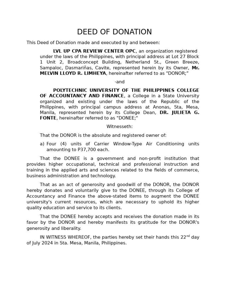 Deed of Donation | PDF