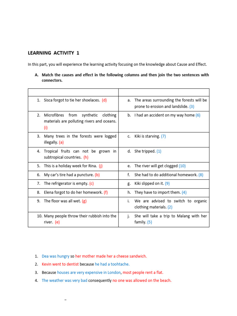 L A 1 & 2 (Cause and Effect) - Devan | PDF