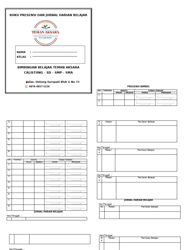Buku Presensi Bimbel Pdf