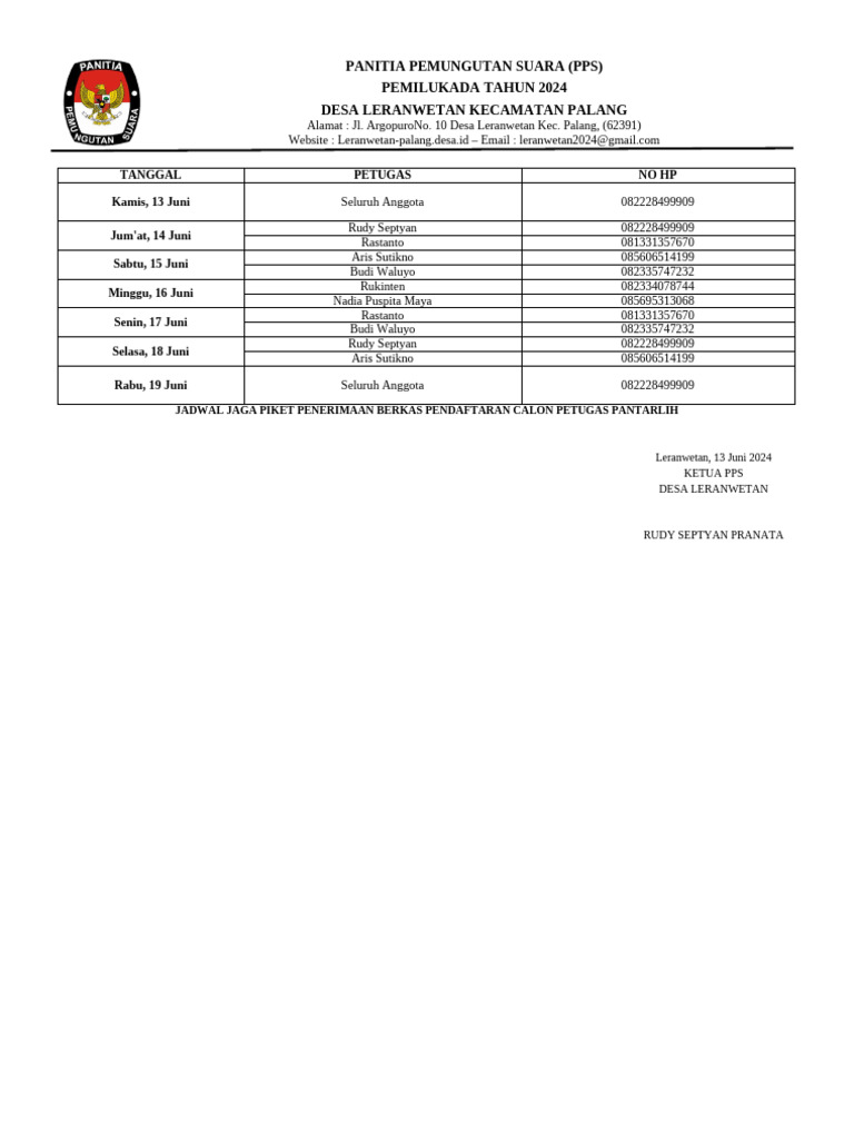 Jadwal Piket pps | PDF